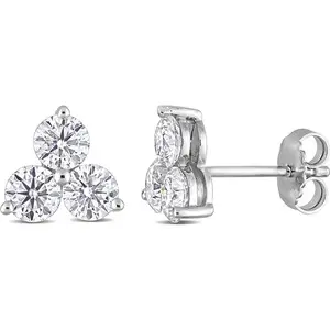 JULIANNA B. Moissanite 3-stone Stud Earrings - Sterling Silver