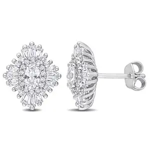 JULIANNA B. Starburst Created White Sapphire Earrings - Sterling Silver