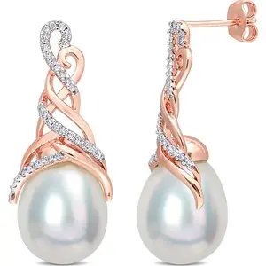 JULIANNA B. Pearl And Diamond Criss-cross Drop Earrings - South Sea Pearl