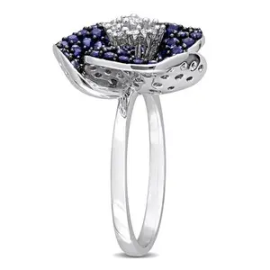JULIANNA B. Floral Ring In 10k White Gold With Sapphires