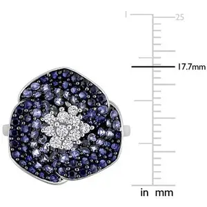 JULIANNA B. Floral Ring In 10k White Gold With Sapphires
