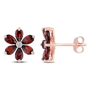 JULIANNA B. Diamond And Floral Stud Earrings - Garnet