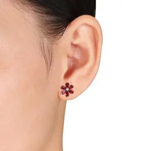 JULIANNA B. Diamond And Floral Stud Earrings
