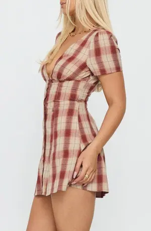 Princess Polly Plaid Button-front Mini Dress