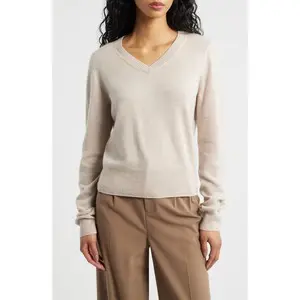 ARTLESS FOREVER Tove V-neck Wool & Cashmere Sweater - Stone