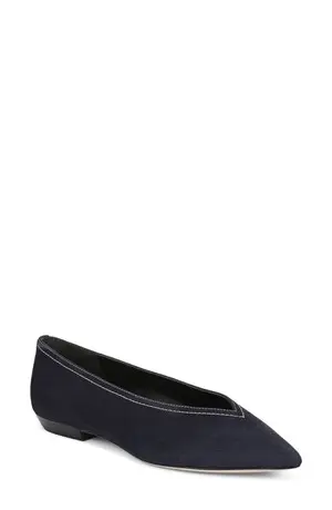 Veronica Beard Bancroft Pointed Toe Flat - Navy
