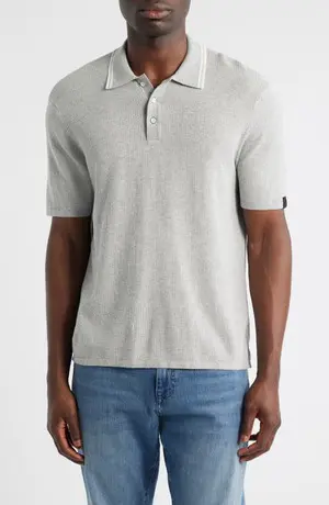 Rag & Bone Harvey Tipped Polo - Heather Grey