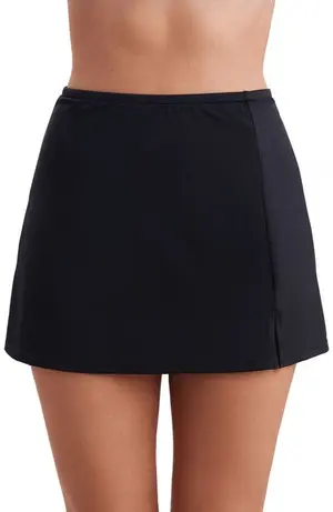 SHAPESOLVER Side Slit Swim Skirt - Black