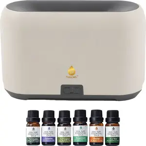 PURSONIC Flameglow Aromatherapy Diffuser & 6-pack Essential Oils Wellness Bundlepure Relaxation With Light - Multicolor