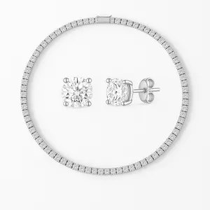 DONATELLO GIAN Tennis Necklace And Stud Earrings Set - Silver