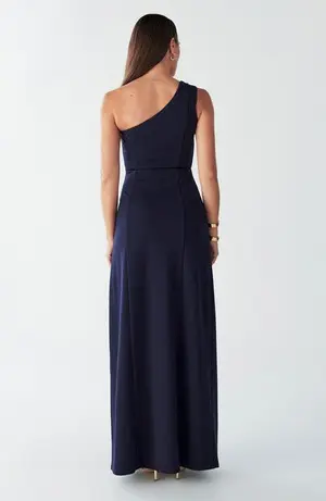 BWLDR Catia Fit-and-flare Maxi Dress - Navy Blue