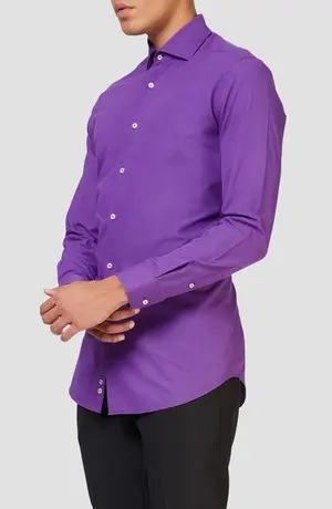 Opposuits Prince Modern Tailored Fit Wrinkle Resistant Button-up Shirt - Purple
