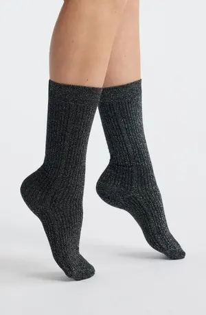 STEMS Soft Metallic Crew Socks - Black