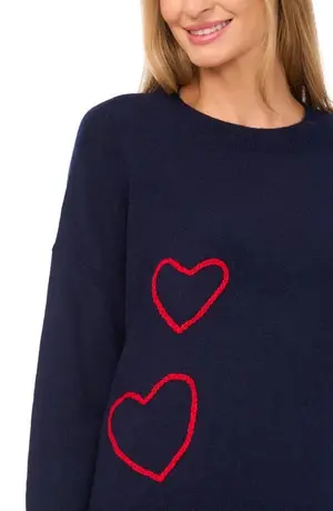 CECE DUPRAZ Embroidered Heart Sweater