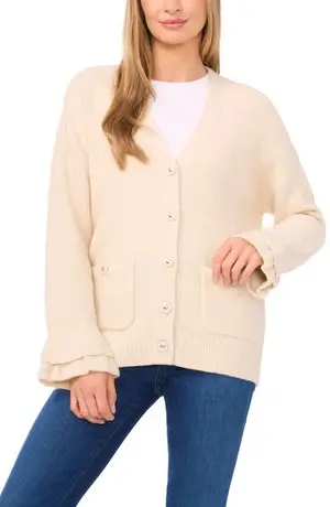 CECE DUPRAZ Ruffle Cuff Longline Cardigan