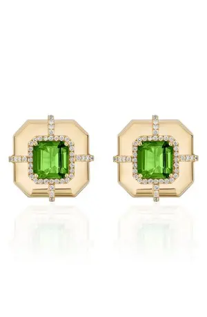 Goshwara Diamond & Semiprecious Stone Stud Earrings - Bright Green