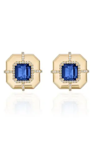 Goshwara Diamond & Semiprecious Stone Stud Earrings - Deep Blue