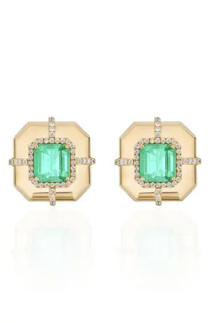 Goshwara Diamond & Semiprecious Stone Stud Earrings - Green