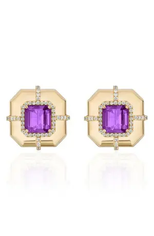 Goshwara Diamond & Semiprecious Stone Stud Earrings - Purple