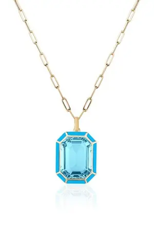Goshwara Melange Emerald Cut Pendant Necklace - Pale Blue
