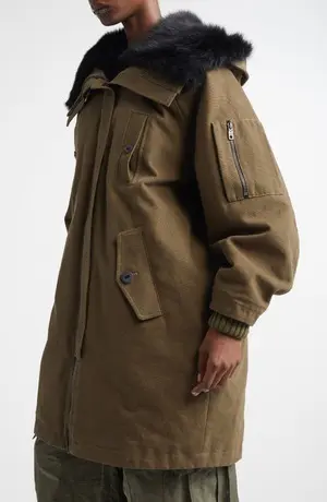 Dolce & Gabbana Cotton Parka With Genuine Shearling Trim