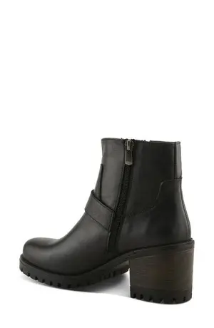 SPRING STEP SHOES Buckled Leather Bootie - Black