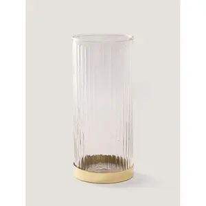 FLECK Fluted Glass Vase/planter - Brass