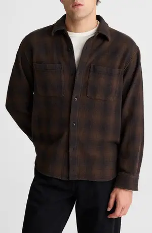 Madewell Midweight Flannel Button-up Shirt - Licorice Brushed Ombre Plaid