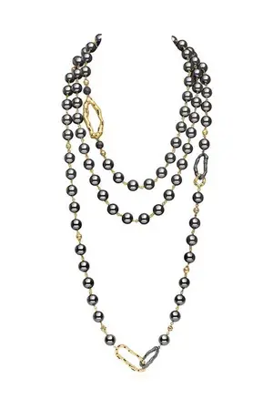 RETRO CHIC Leopard Chain Pearl Necklace - Black & Gold