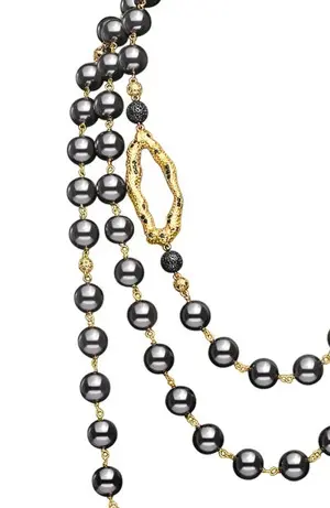 RETRO CHIC Leopard Chain Pearl Necklace - Black & Gold