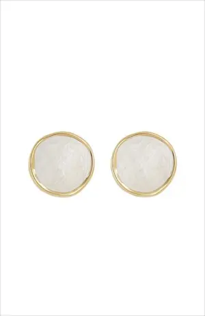 RETRO CHIC Enamel Ripple Earrings - White & Gold
