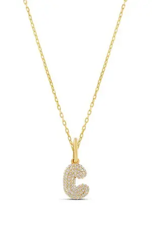 SHYMI Mini Pavé Bubble Initial Pendant Necklace - Gold