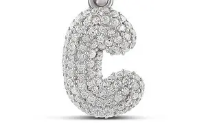 SHYMI Mini Pavé Bubble Initial Pendant Necklace - Silver