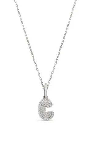 SHYMI Mini Pavé Bubble Initial Pendant Necklace - Silver