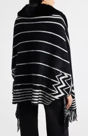 NIKKI LUND Faux Fur Trim Wrap