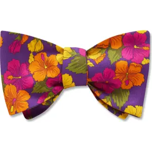 BEAU TIES OF VERMONT Beau Ties Of Vermont Hibiscus Garden Silk Printed Bow Tie Freestyle