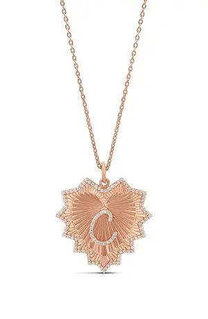 SHYMI Starburst Pavé Initial Pendant Necklace - Rose
