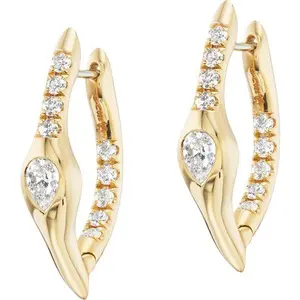 UNIFORM OBJECT Mini Axle Diamond Hoop Earrings - Yellow Gold