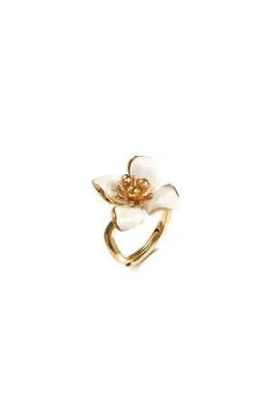 RETRO CHIC Iris Blossom Ring - White & Gold