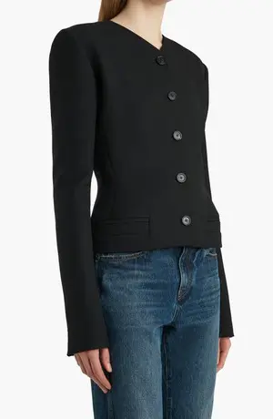 Khaite Nara Collarless Wool Canvas Jacket