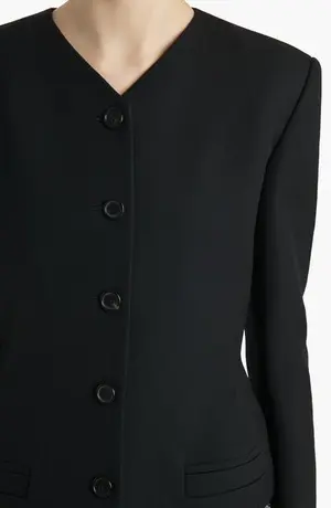 Khaite Nara Collarless Wool Canvas Jacket