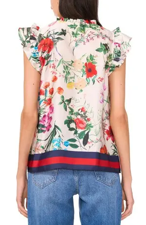 Vince Camuto Floral Flutter Sleeve Top