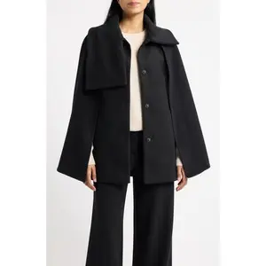 CECE DUPRAZ Bow Collar Cape - Black