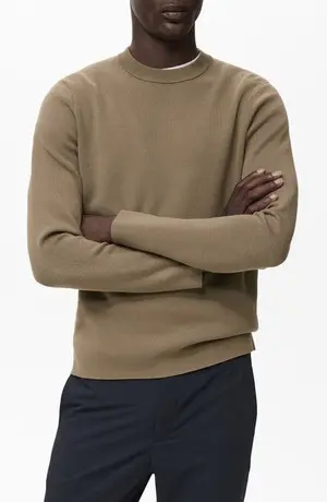 Mango Regular Fit Crewneck Sweater - Medium Brown