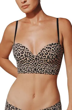 THIRDLOVE Zero Edge™ Strapless Underwire Bustier Bra - Leopard