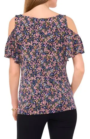 Chaus Floral Cold Shoulder Jersey Top