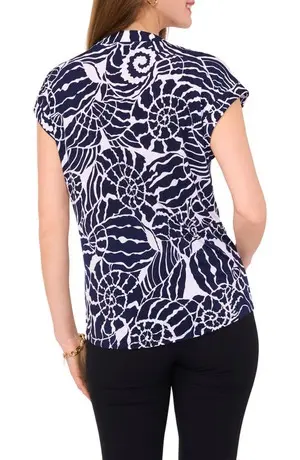 Chaus Printed Split Neck Top