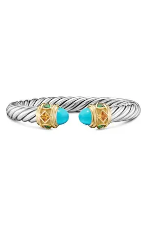 David Yurman Renaissance Cable Flex Bracelet - Silver/aqua