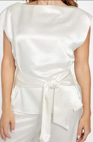 Guess Mara Satin Top - Cream White