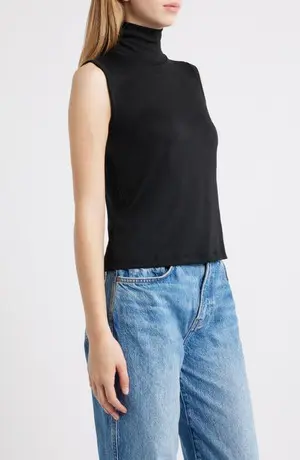 Rag & Bone Sleeveless Turtleneck Knit Top - Black